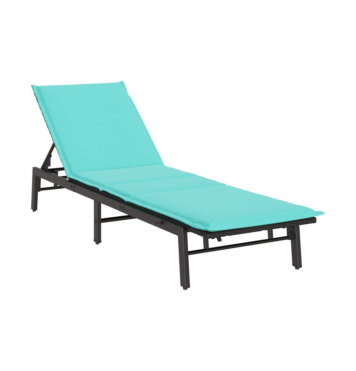 Click here for Sun Lounger with Cushion Black Poly Rattan - Black... prices