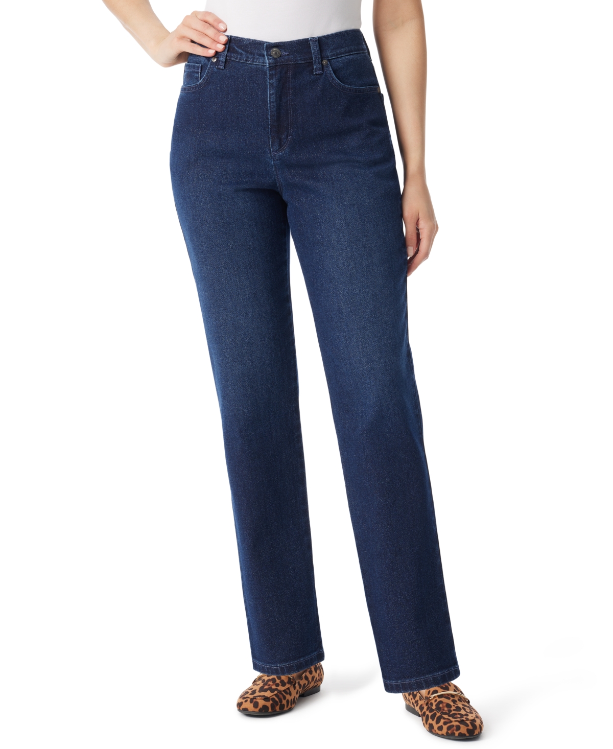 Gloria Vanderbilt Womens Amanda High Rise Straight Jeans - Panorama Lurex