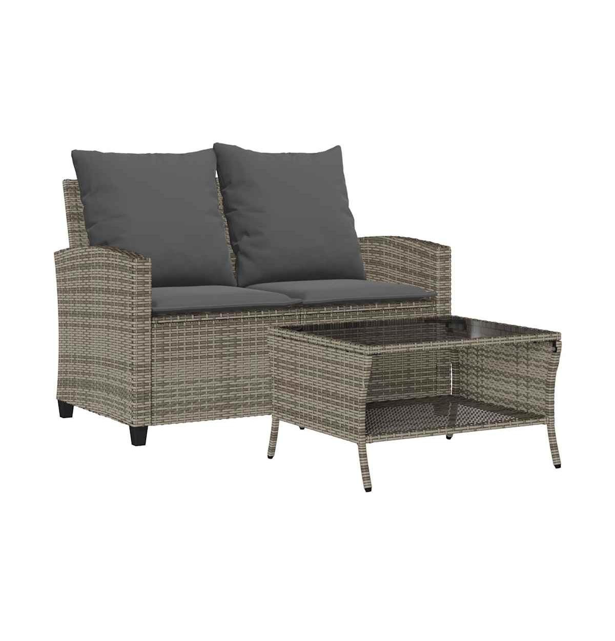 Click here for Garden Sofa Grey Pe rattan 2-Seater Water-resistan... prices