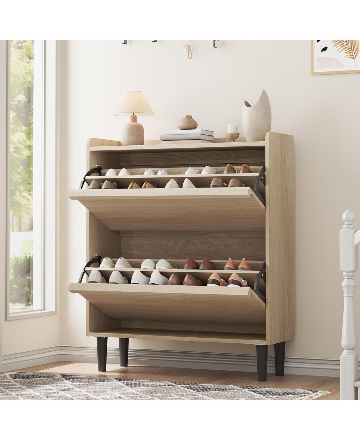 Click here for Shoe Cabinet with 2 Flip Drawers  Wooden Shoe Orga... prices