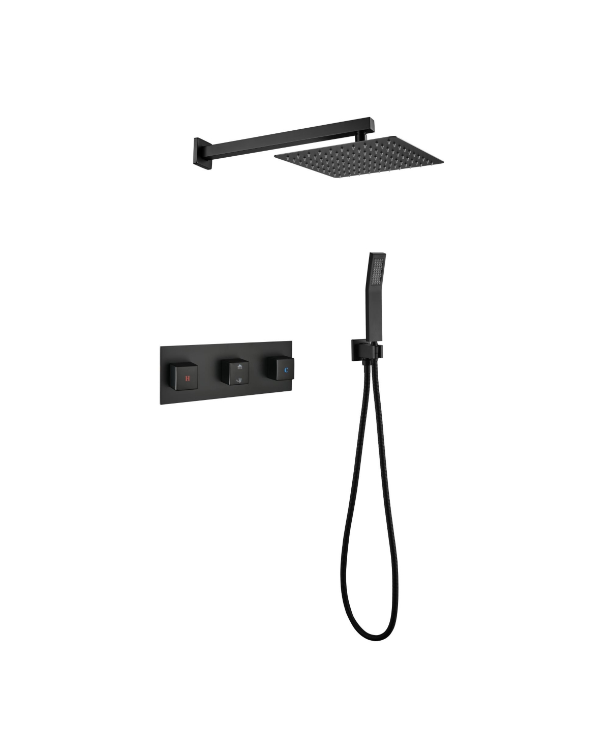 Click here for Rainsken Brass Matte Black Shower Faucet Set Showe... prices