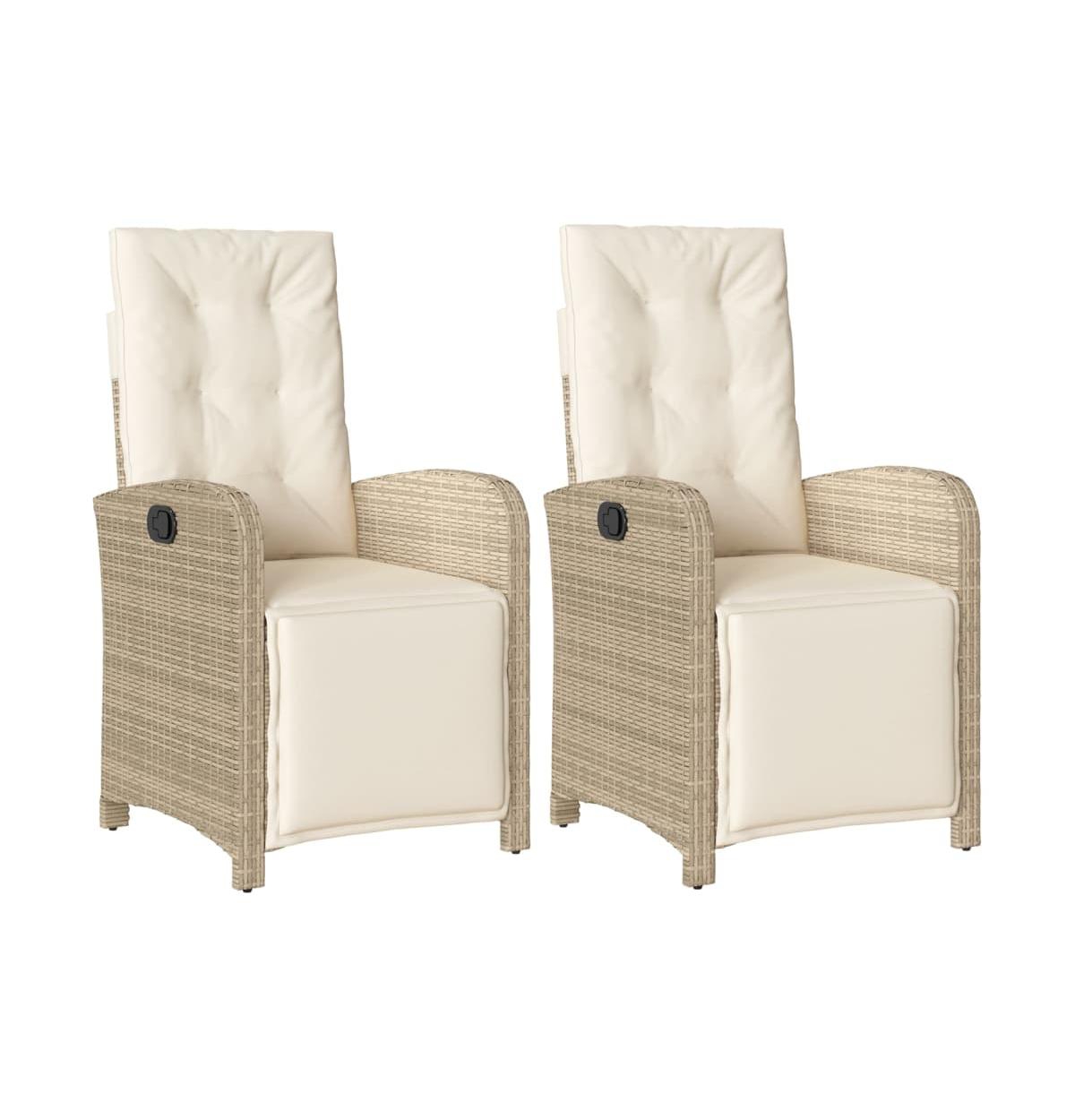 Click here for Reclining Garden Chair Set of 2 Beige and Cream Wh... prices