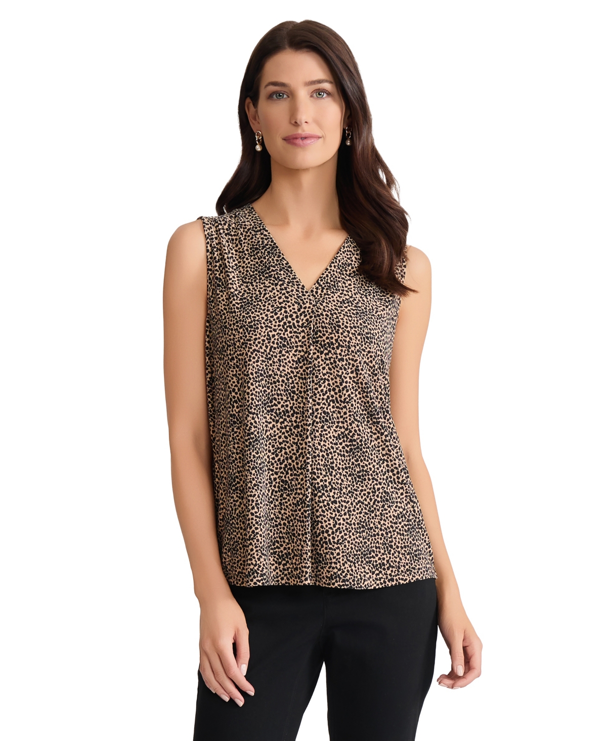 Click here for Jones New York Womens Sleeveless V-Neck Pleat Fron... prices