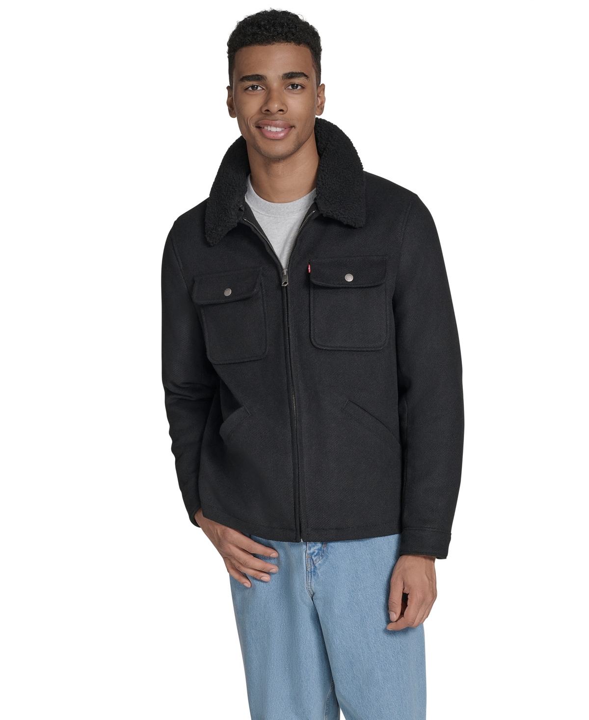 Click here for Levis Mens Wool Blend Depot Sherpa Collar Jacket -... prices