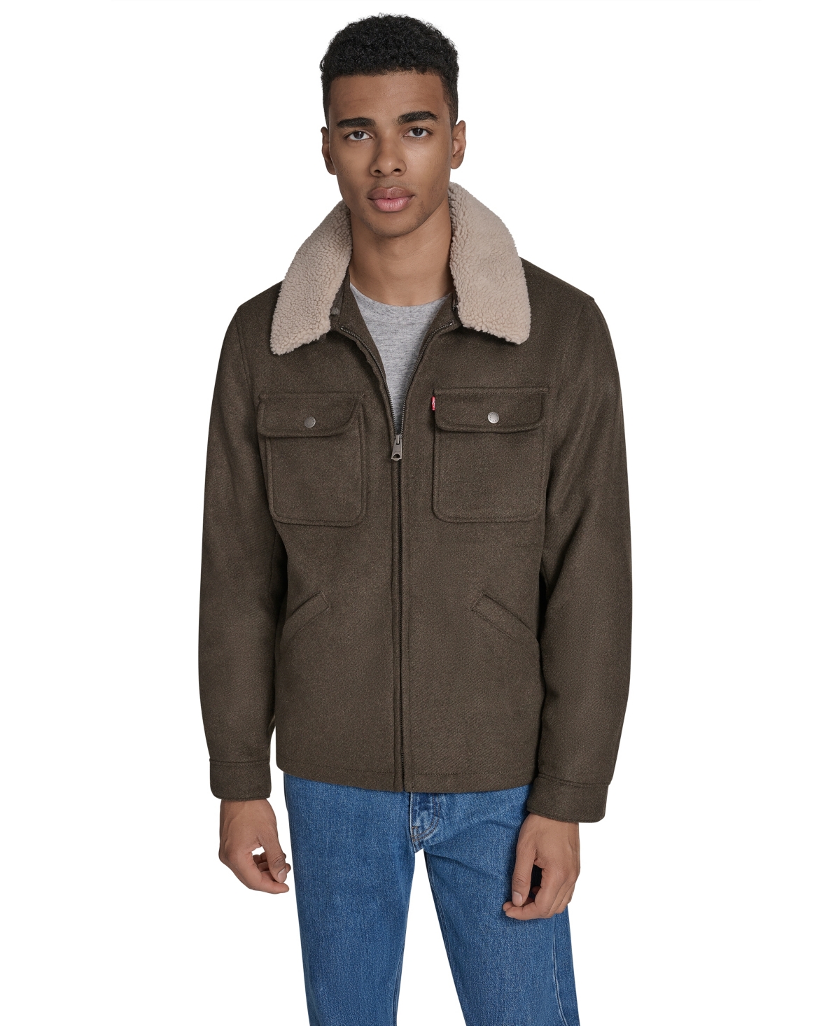 Click here for Levis Mens Wool Blend Depot Sherpa Collar Jacket -... prices