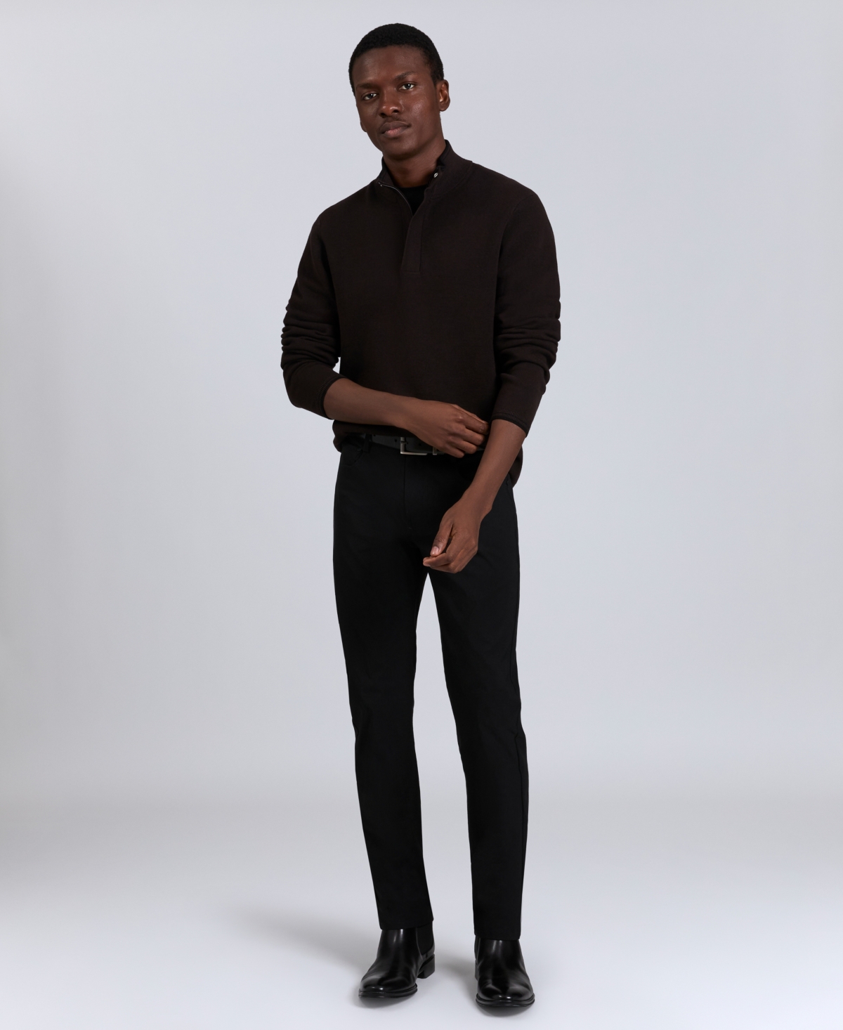 Click here for Kenneth Cole Mens Quarter Zip Sweater - Dark Brown prices