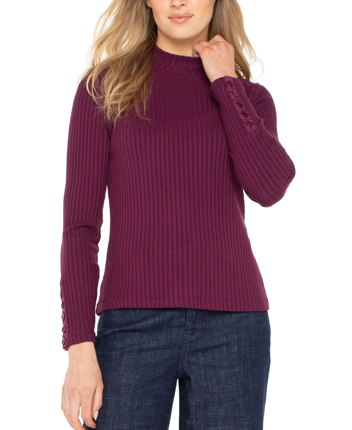 Click here for Liverpool Los Angeles Womens Mock Neck Top - Wine... prices