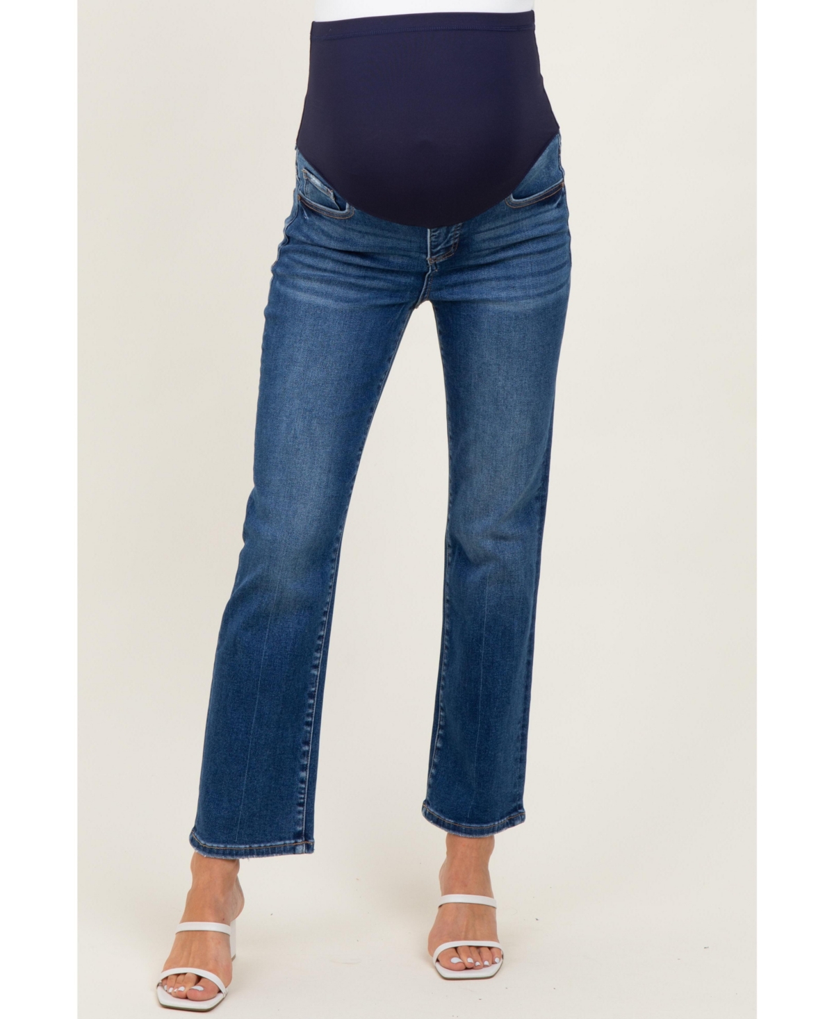 Pinkblush Maternity Dark High Rise Crop Straight Jeans - Navy blue