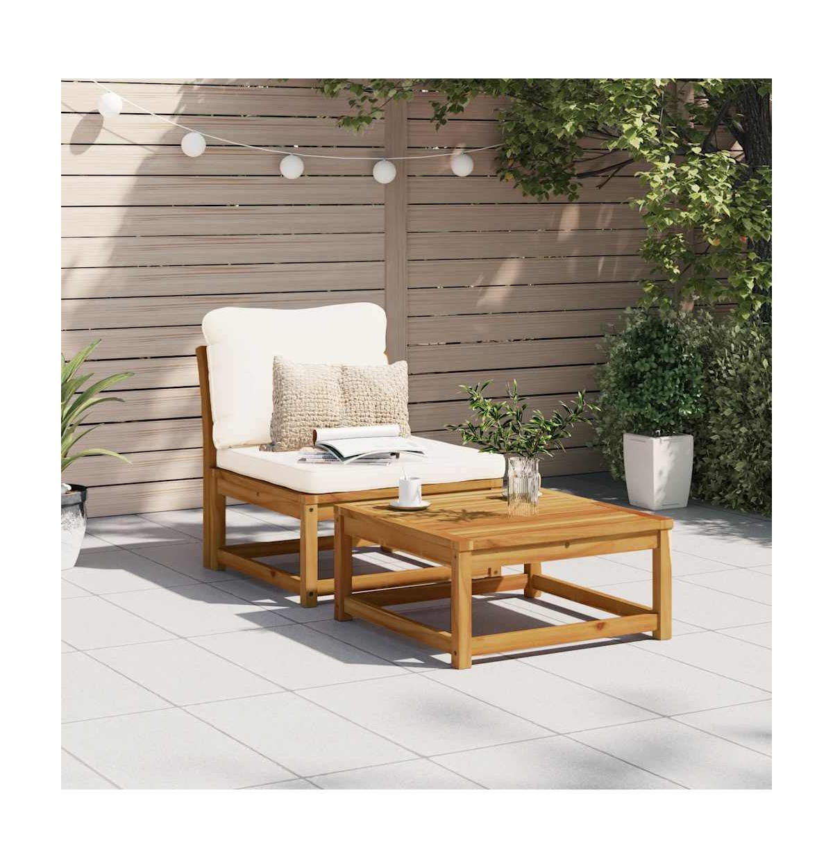 Click here for Garden Sofa Acacia wood color  Cream white - Brown prices