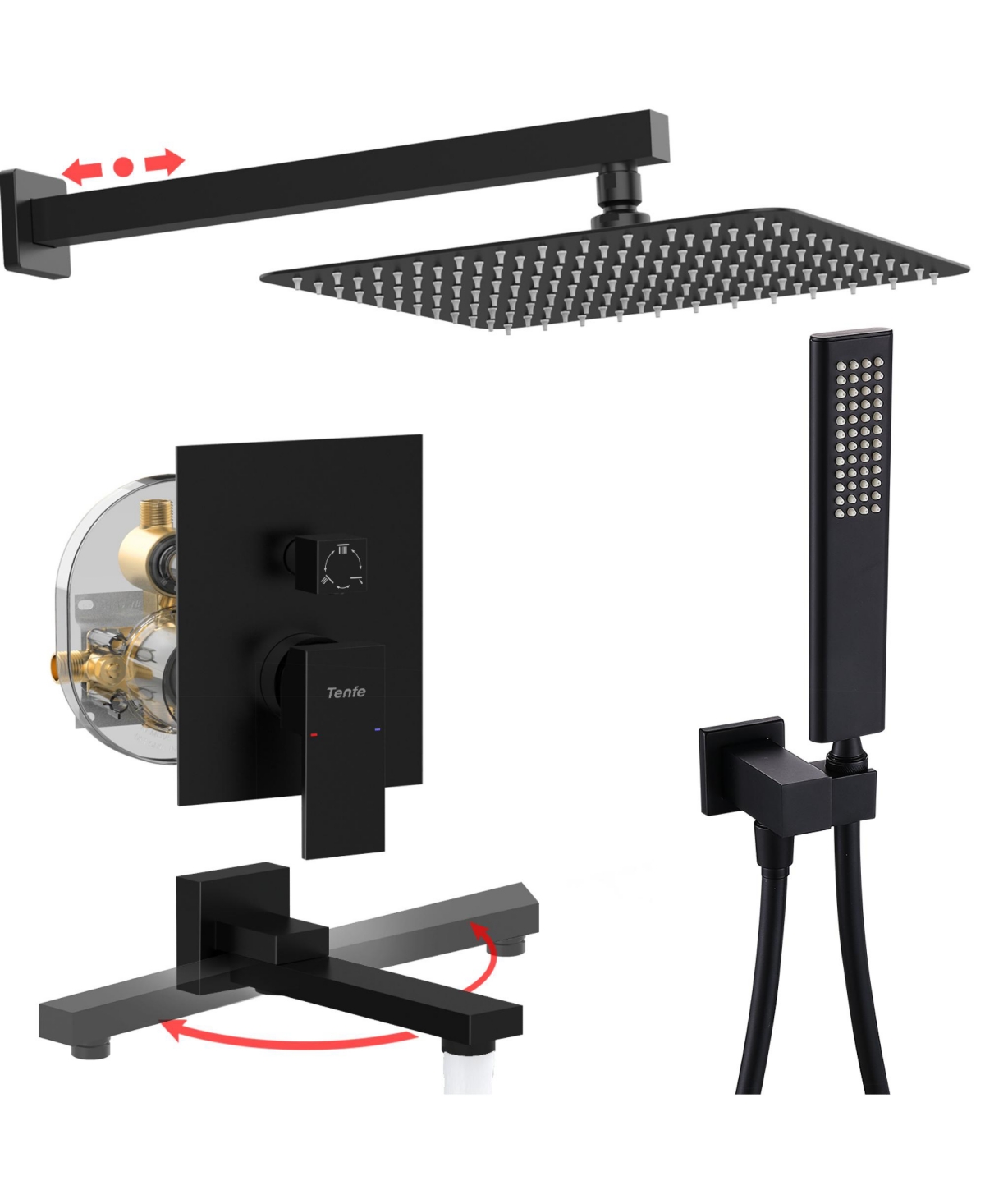 Click here for Rainsken Matte Black Shower System  12 Inch Shower... prices