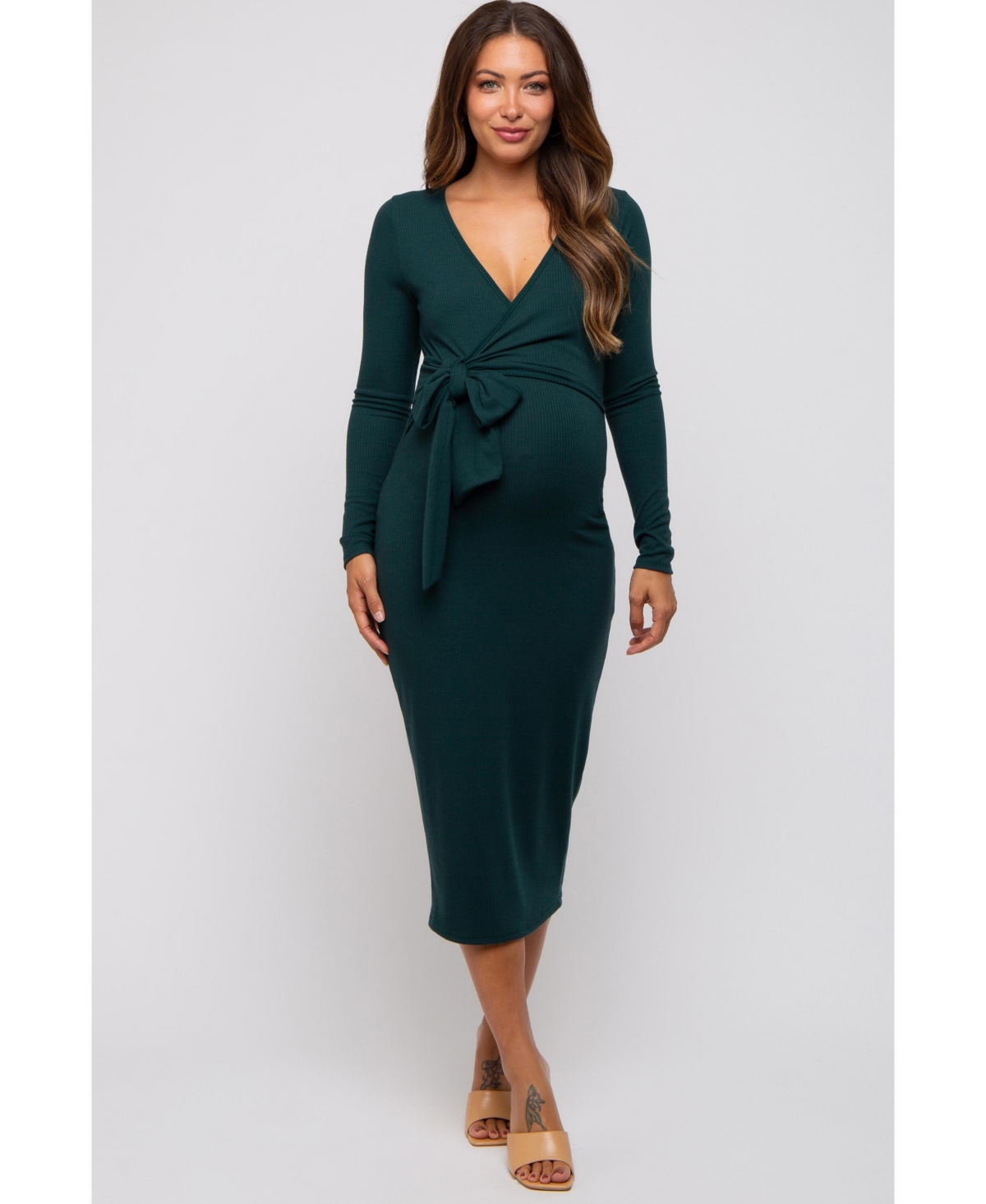 Click here for Pinkblush Forest Green Ribbed Long Sleeve Maternit... prices