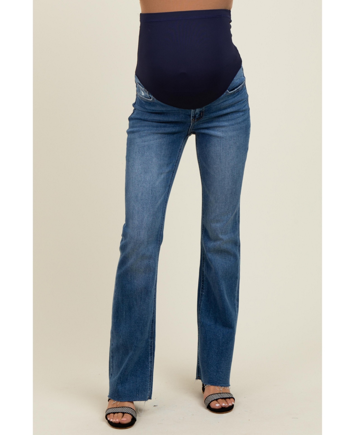 Click here for Pinkblush Maternity Navy Blue Distressed Raw Hem B... prices