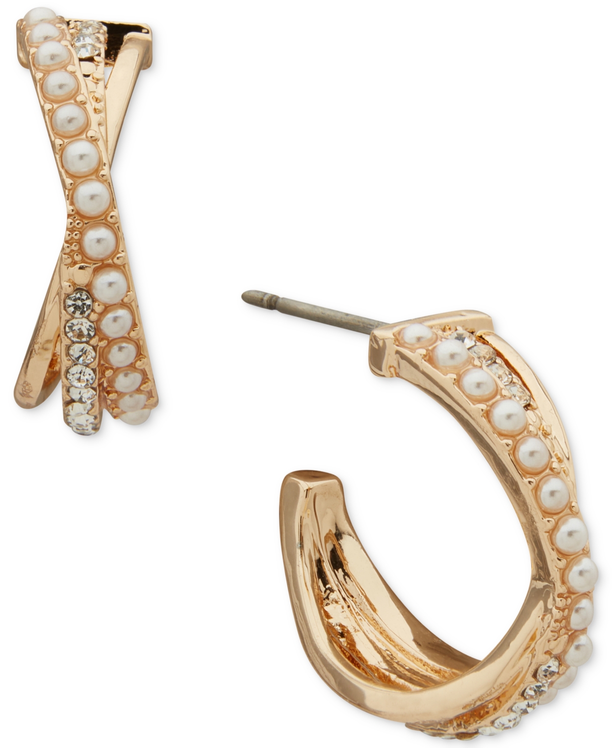 Click here for Anne Klein Imitation Pearl Criss-Cross Hoop Earrin... prices