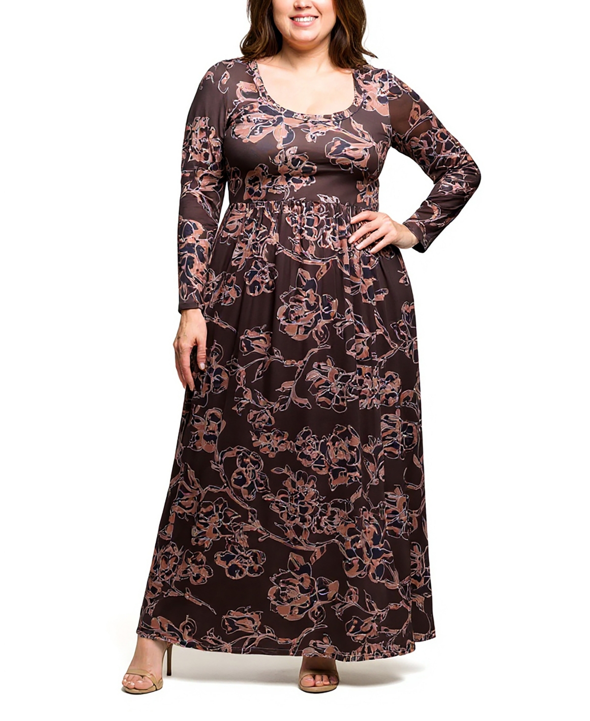 Click here for 24seven Comfort Apparel Plus Size Blush Floral Lon... prices