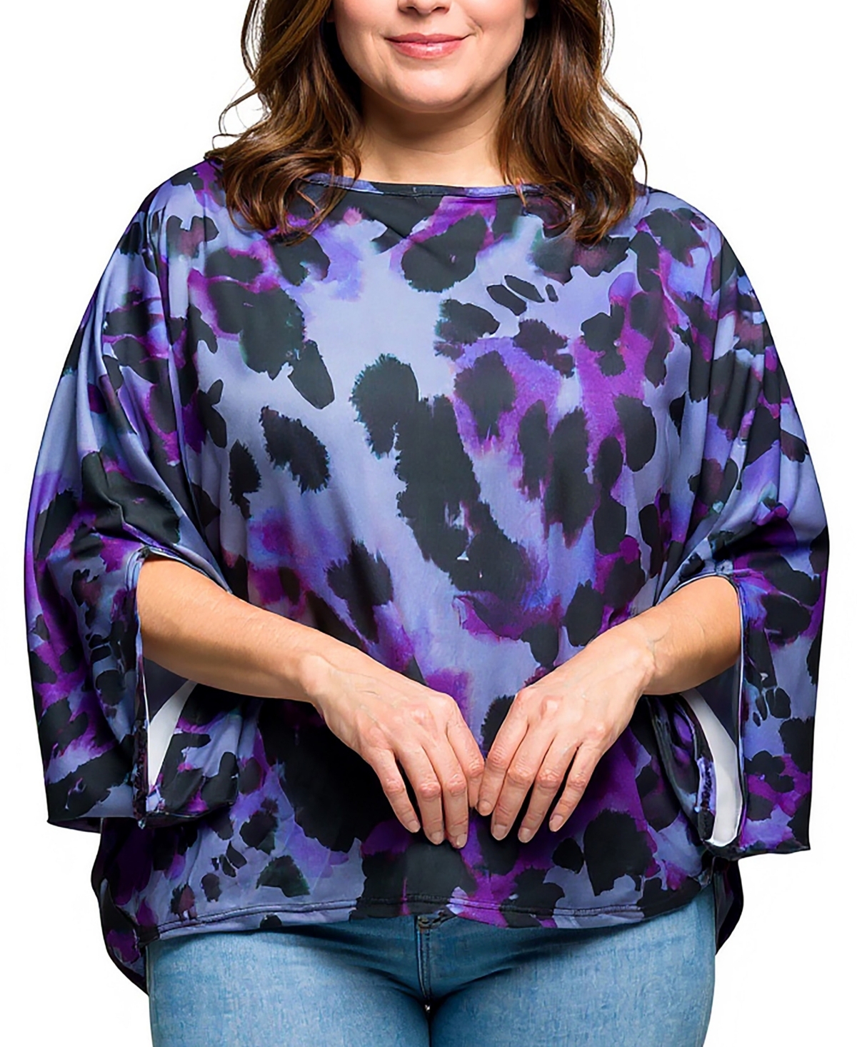 Click here for 24seven Comfort Apparel Plus Size Purple Animal Pr... prices