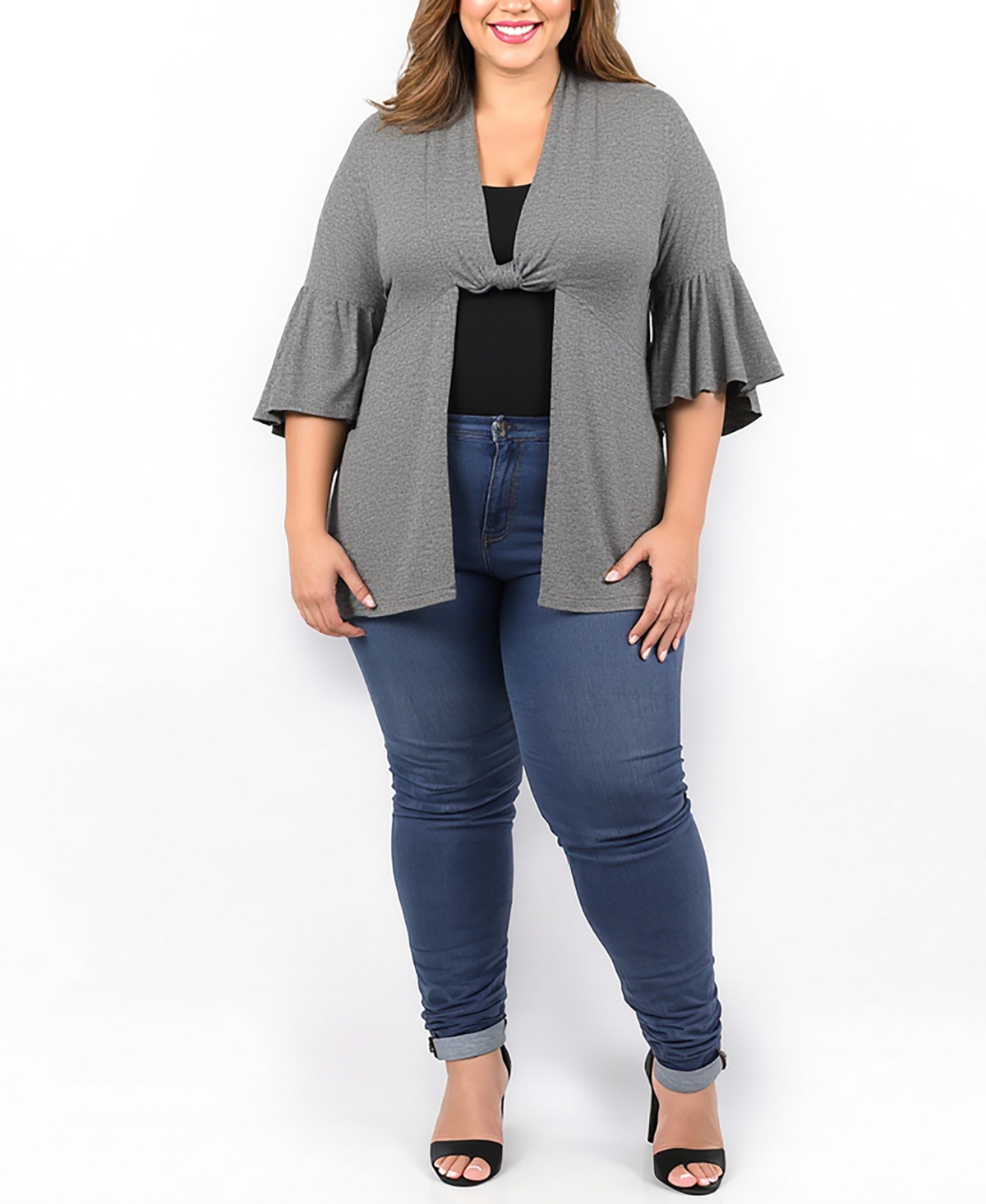 Click here for 24seven Comfort Apparel Plus Size Tie Front Bell S... prices