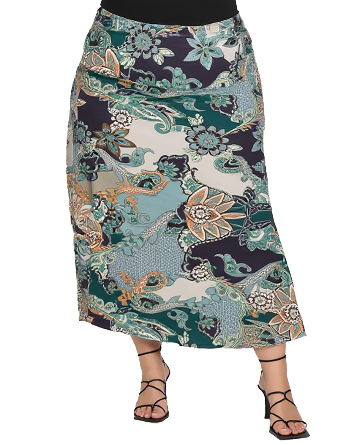 Click here for 24seven Comfort Apparel Plus Size Green Paisley Pr... prices