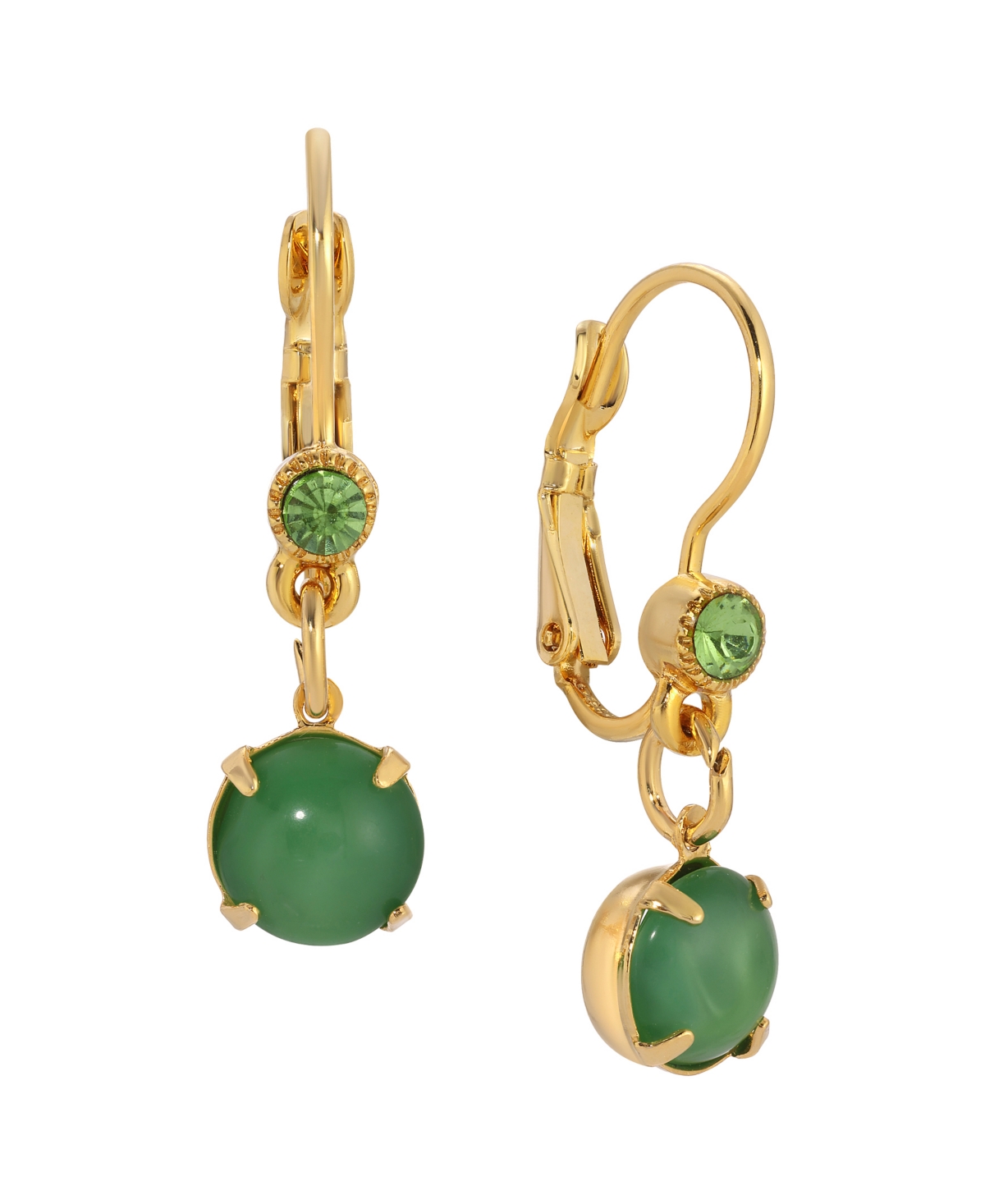 Click here for 2028 Gold Tone Green Moonstone Drop Earrings - Gre... prices