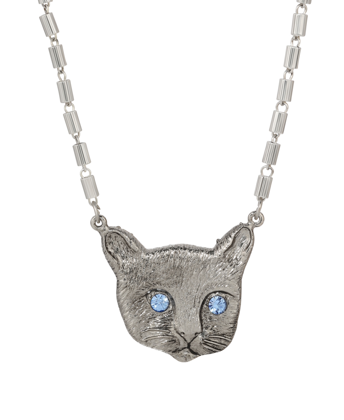 Click here for 2028 Cat Face Crystal Stone Necklace - Blue prices