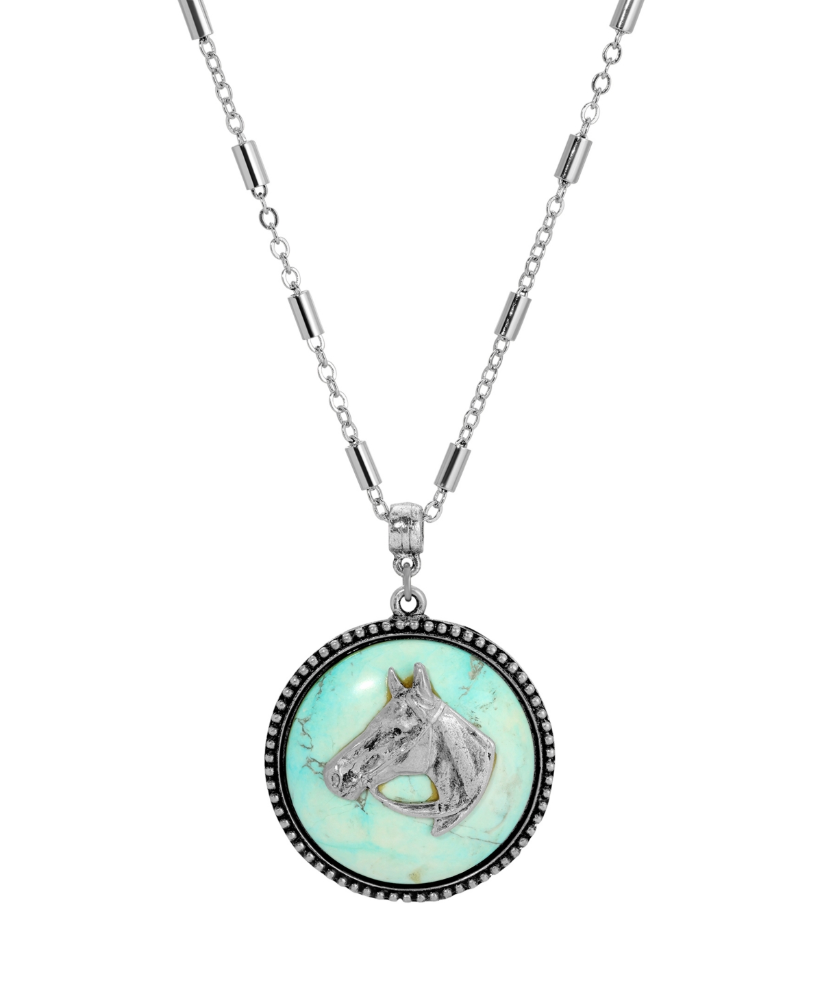 Click here for 2028 Round Turquoise Horse Pendant - Turquoise prices
