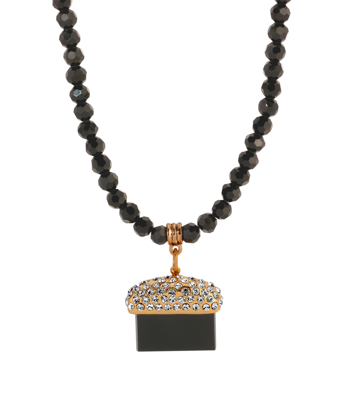 Click here for 2028 Black Bead Onyx Stone Necklace - Black prices