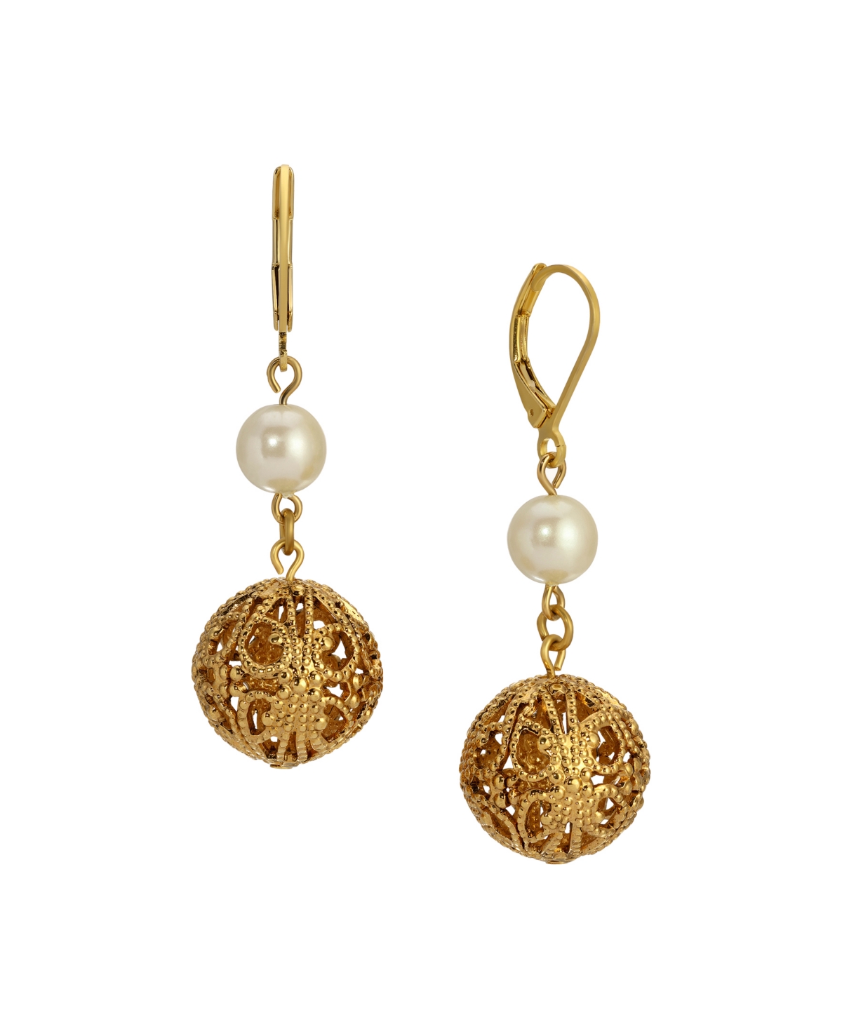 Click here for 2028 Faux Cultivated Pearl Filigree Bead Drop Earr... prices