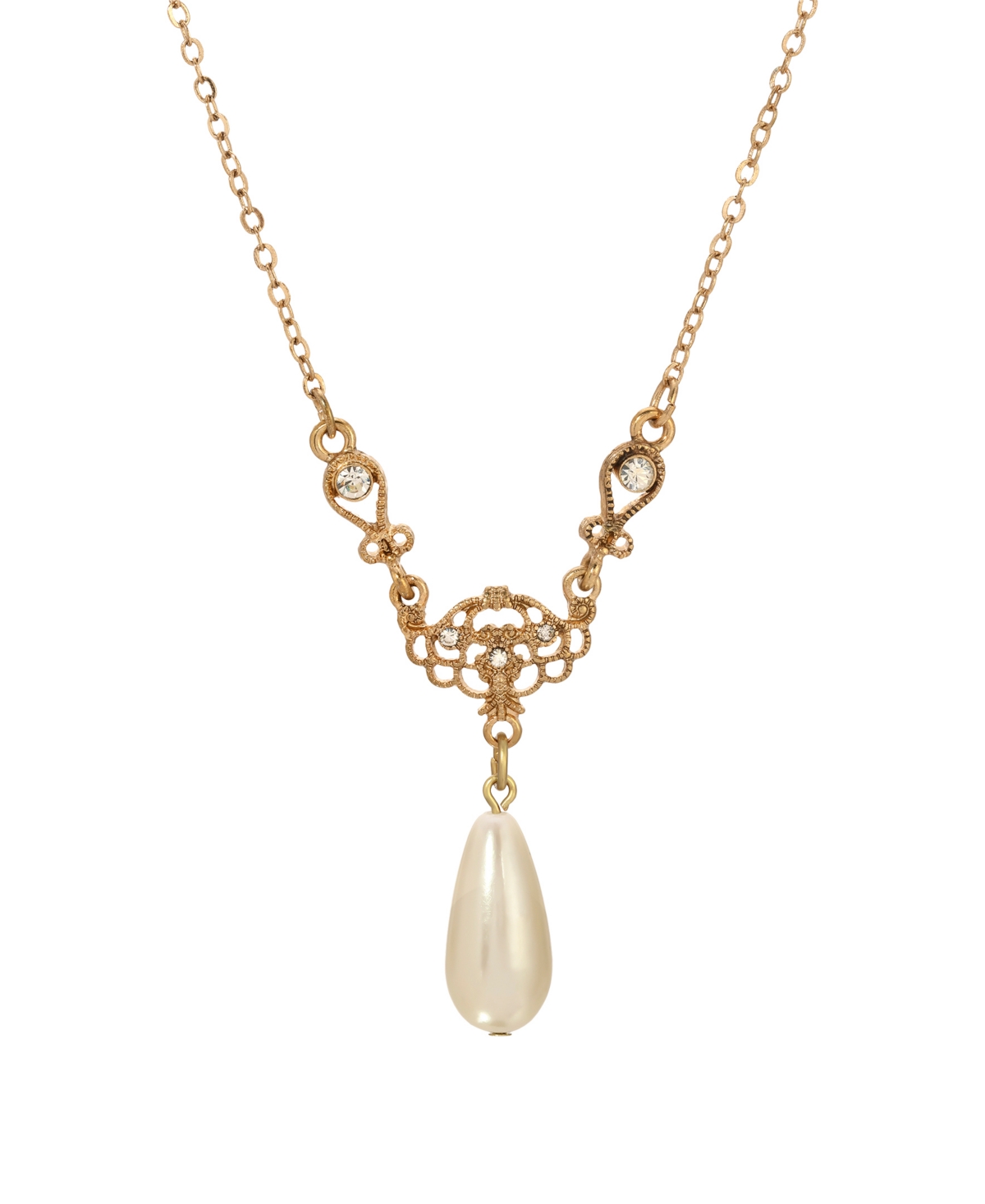 Click here for 2028 Crystal Faux Cultivated Pearl Y-Necklace - Wh... prices