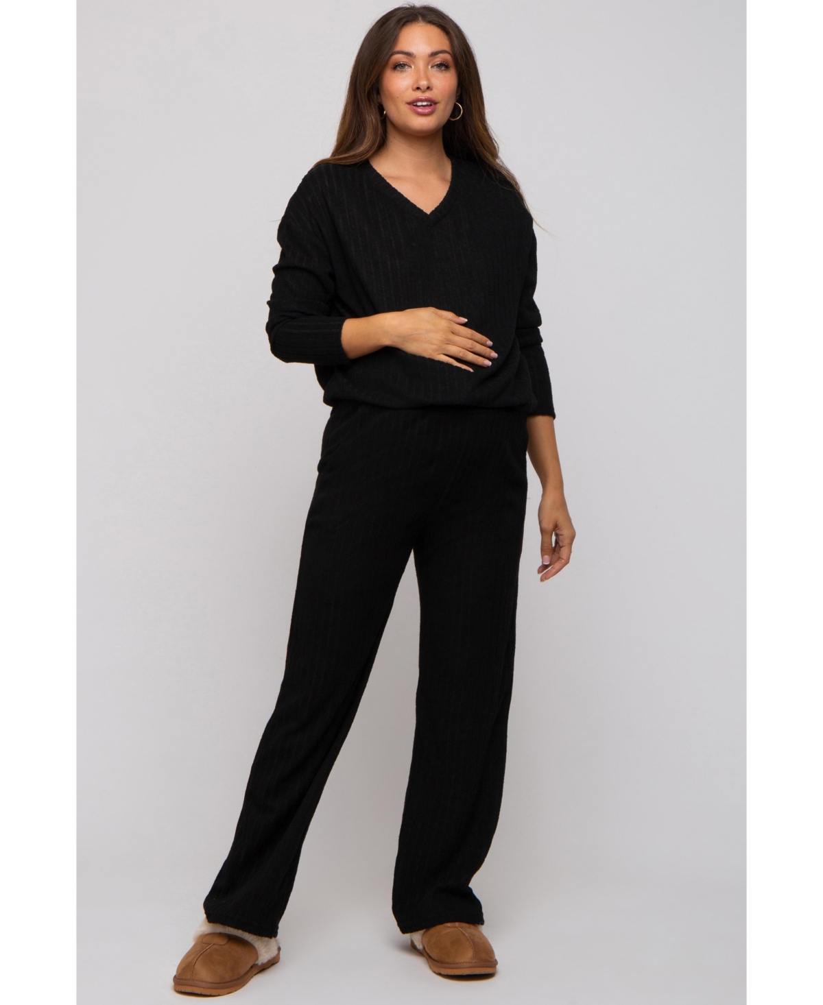 Click here for Pinkblush Maternity Ribbed Soft Knit Long Sleeve P... prices