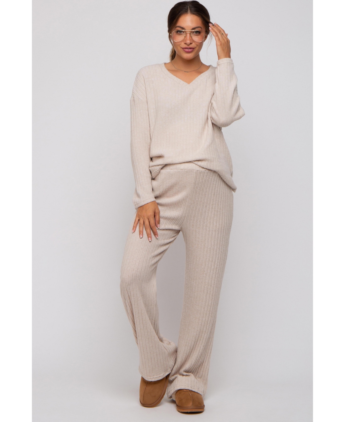 Click here for Pinkblush Maternity Ribbed Soft Knit Long Sleeve P... prices