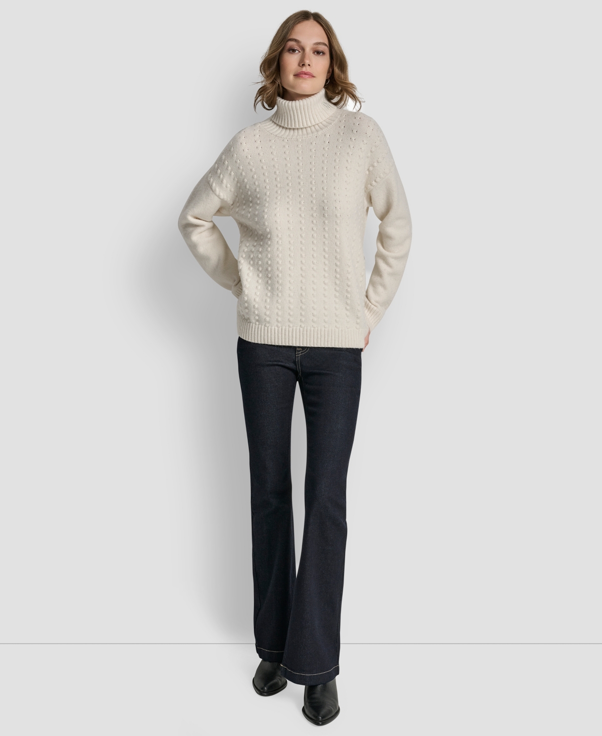 Click here for Dkny Jeans Womens Turtle Neck Bobble Stitch Long S... prices