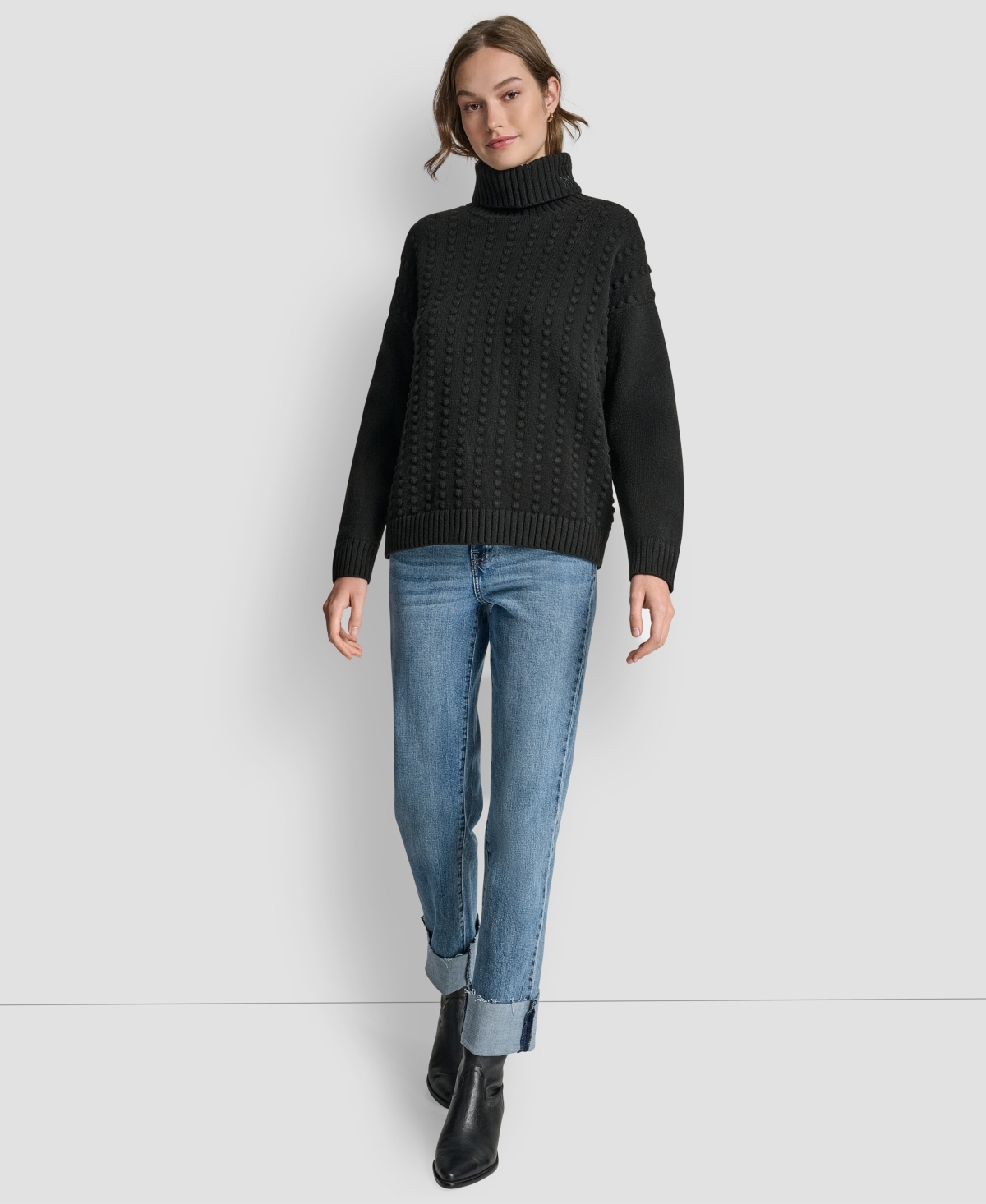 Click here for Dkny Jeans Womens Turtle Neck Bobble Stitch Long S... prices