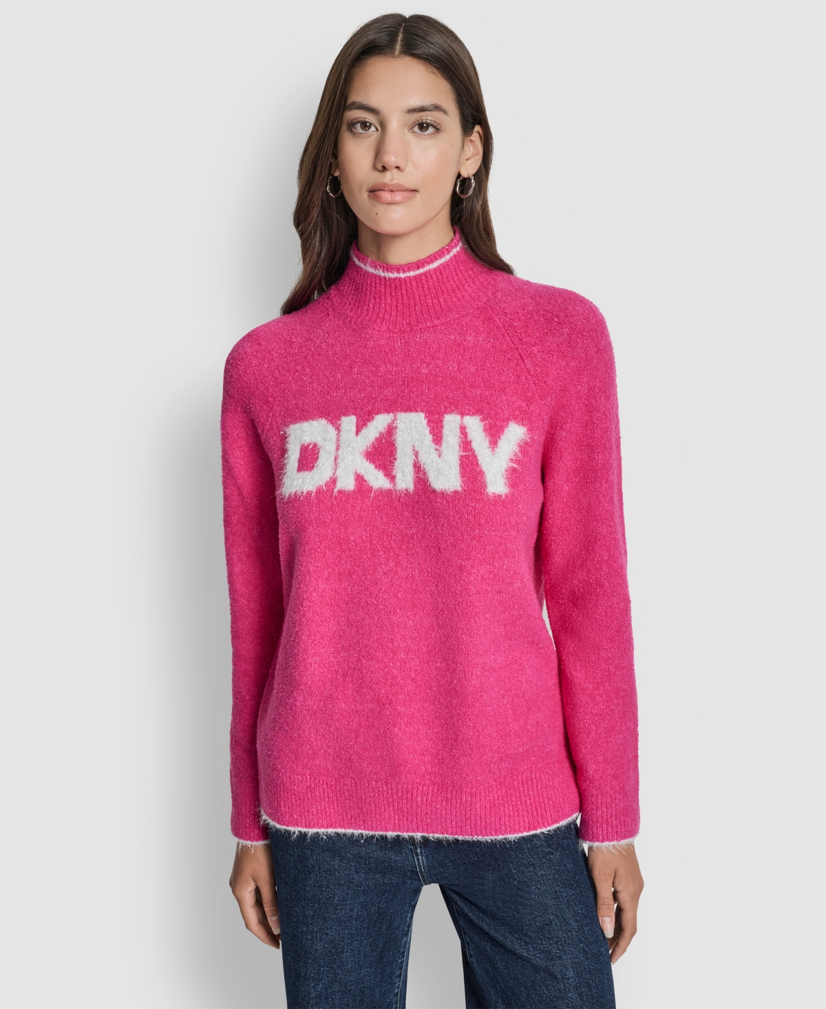 Click here for Dkny Jeans Womens Tinsel Logo Detail Sweater - Fes... prices