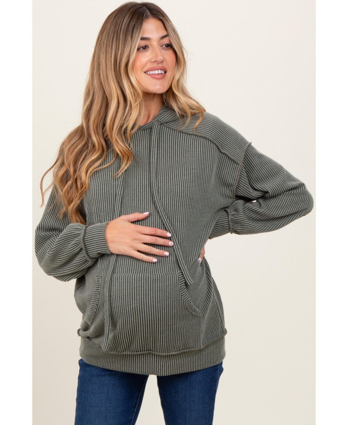 Click here for Pinkblush Maternity Olive Ribbed Front Pocket Draw... prices