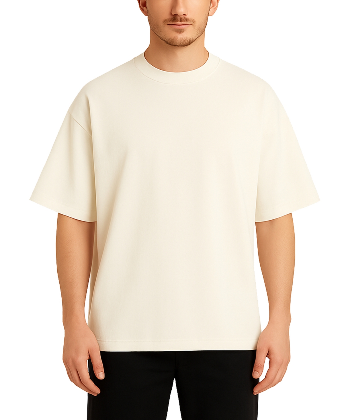 Click here for Blu Rock Mens Oversized Crewneck T-Shirt - Ivory prices