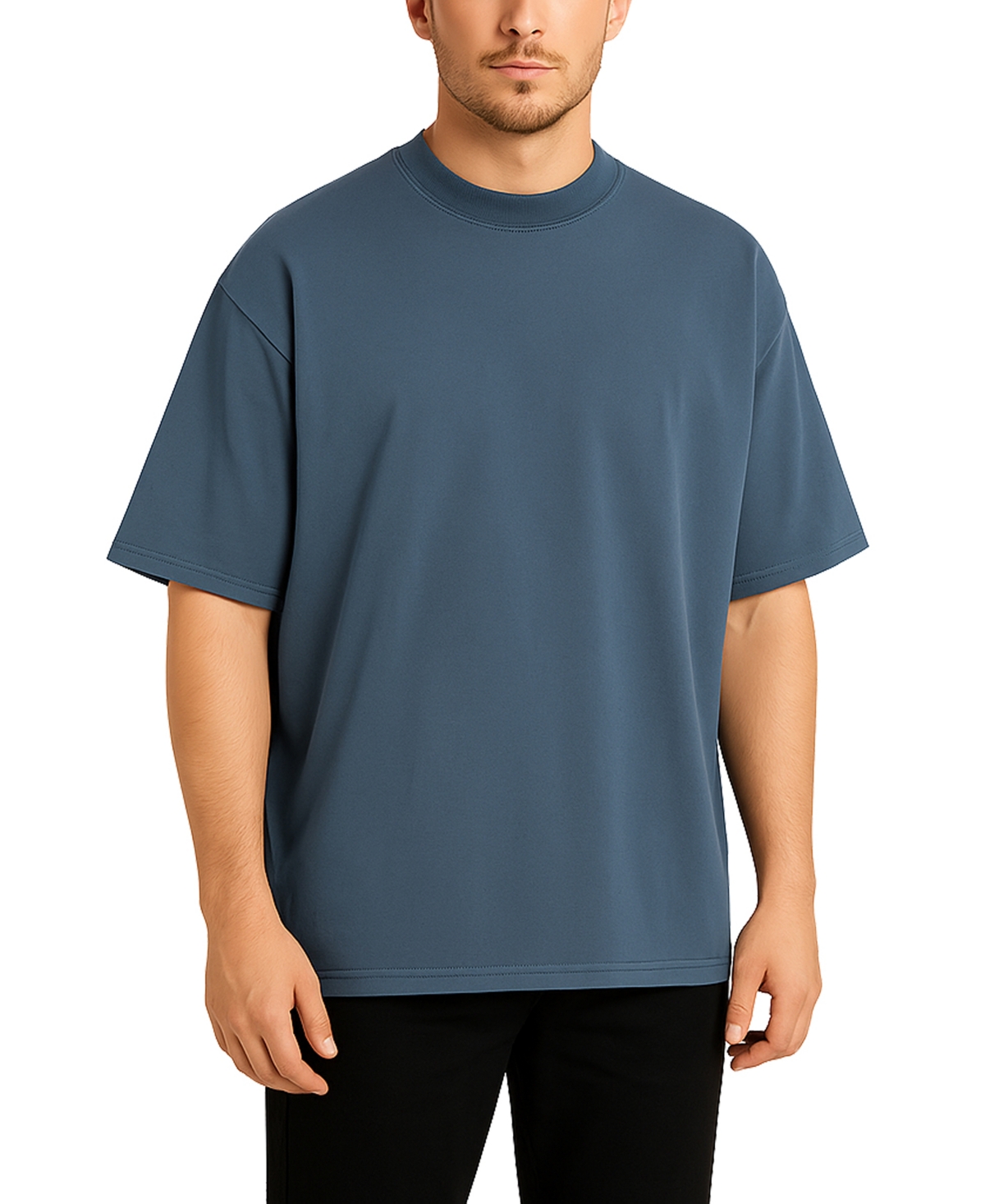 Click here for Blu Rock Mens Oversized Crewneck T-Shirt - Blue prices