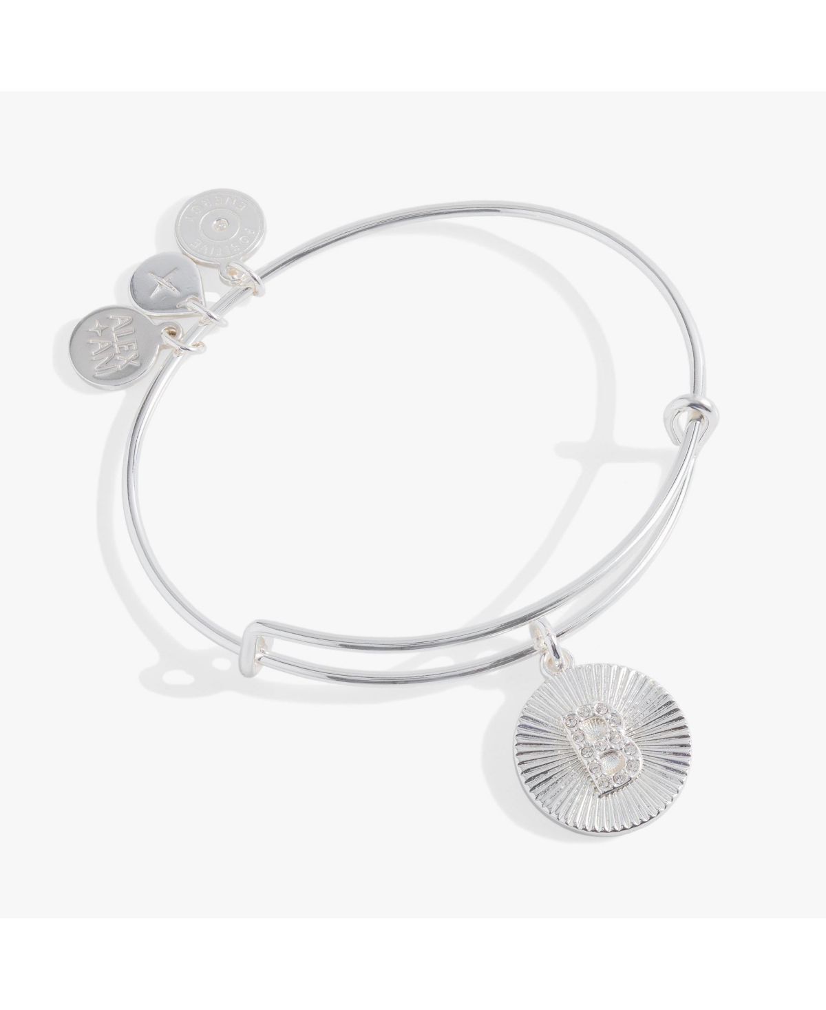 Click here for Pave Starburst Texture Initial Bangle Bracelet B -... prices