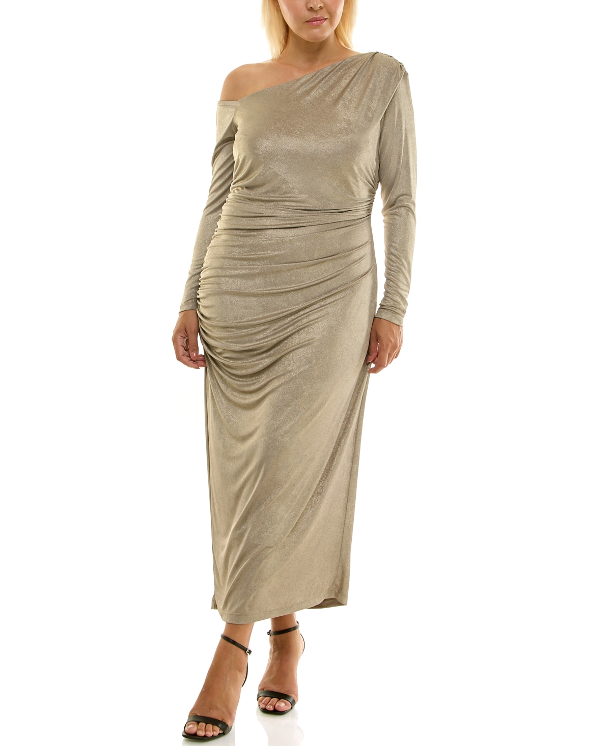 Click here for Taylor Plus Size Asymmetrical Side Ruche Maxi Dres... prices