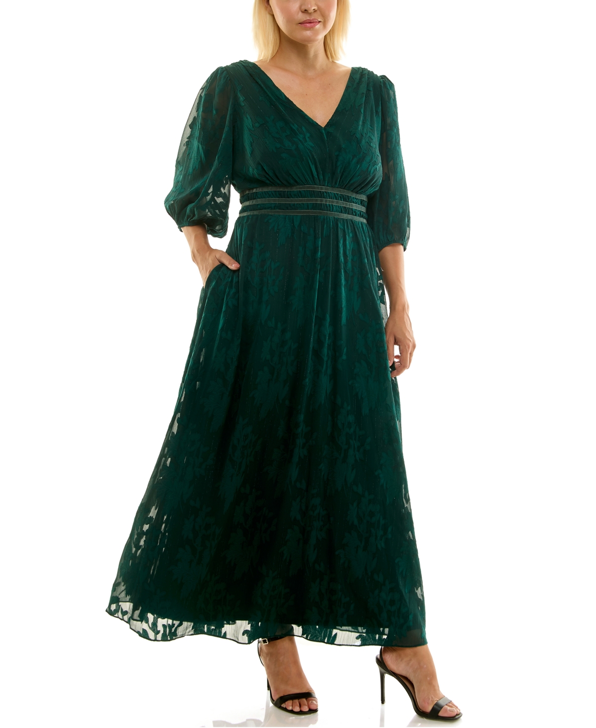Click here for Taylor Plus Size Jacquard Chiffon Maxi Dress - Shi... prices