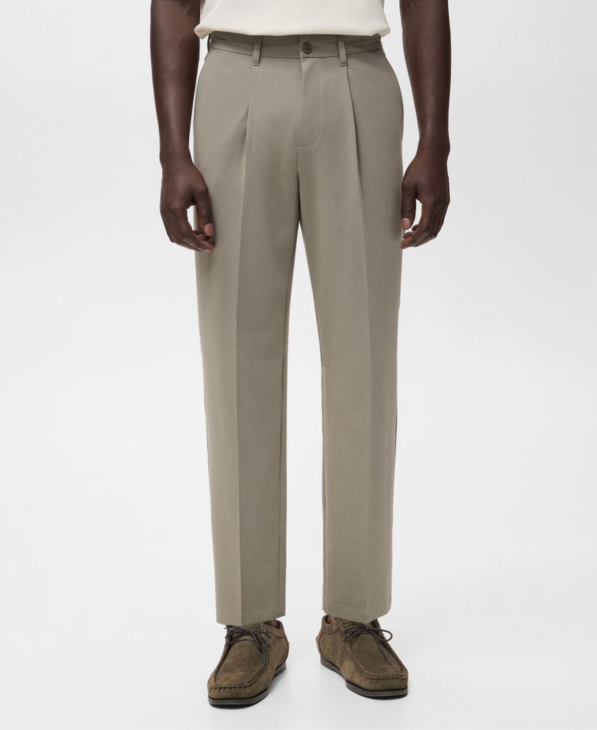 Click here for Mango Mens Fluid Straight-Leg Pants - Mink Gray prices