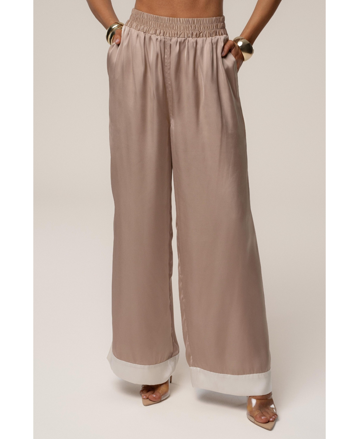 Click here for Jluxlabel Womens Jet Set Wide Leg Pants - Beige prices