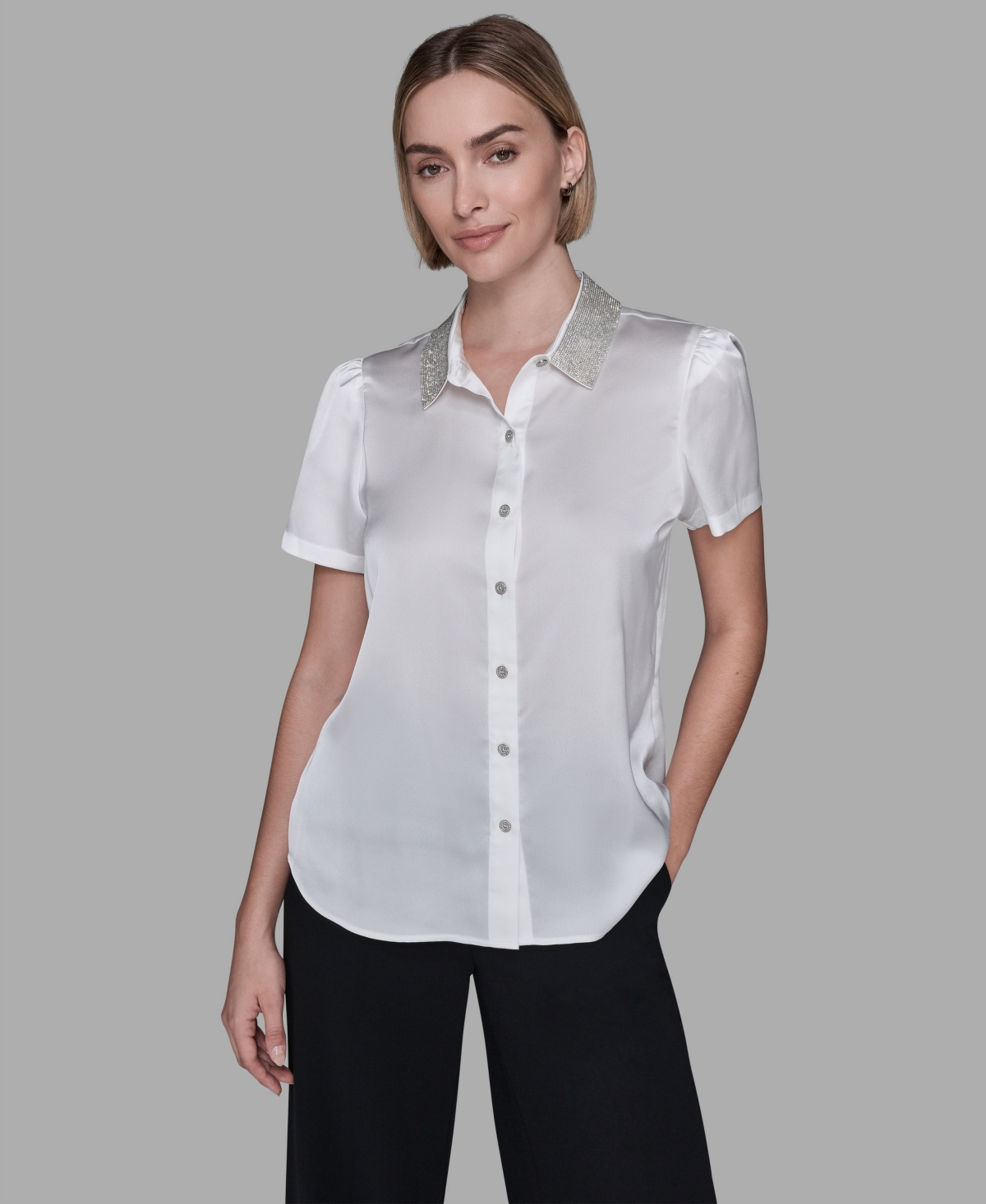 Click here for Karl Lagerfeld Paris Womens Collar Embellished Sho... prices
