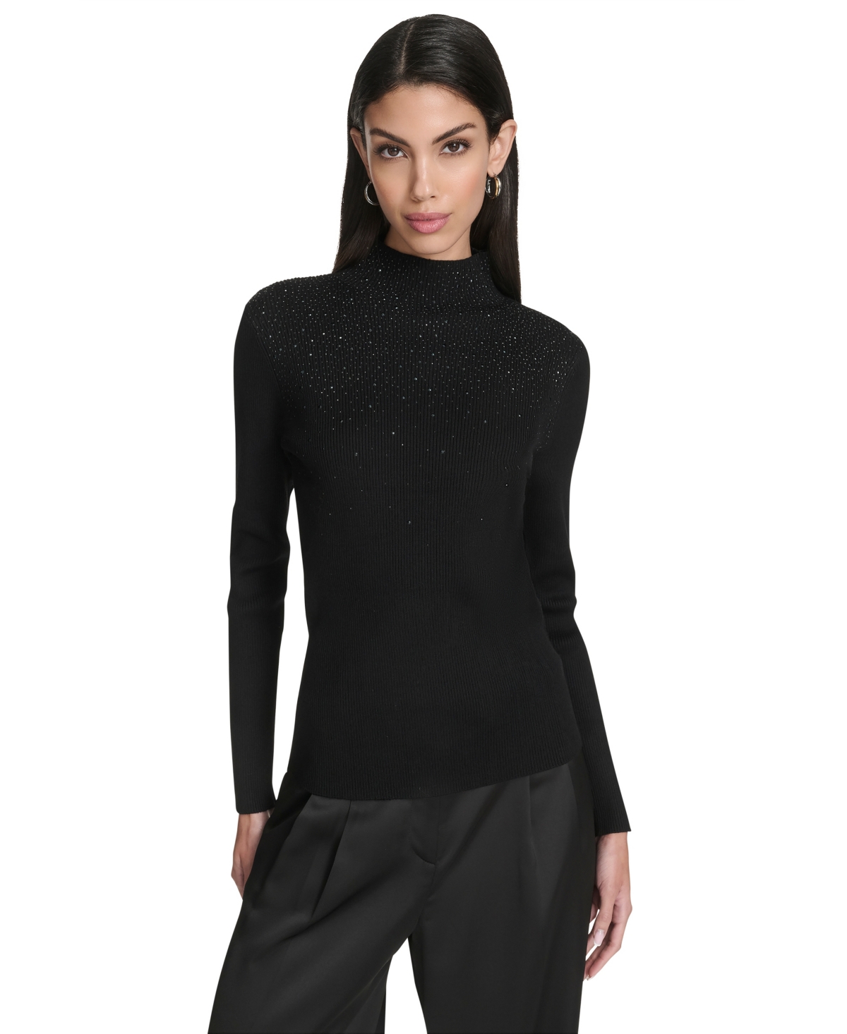 Click here for Halston Womens Embellished Long Sleeve Turtle Neck... prices