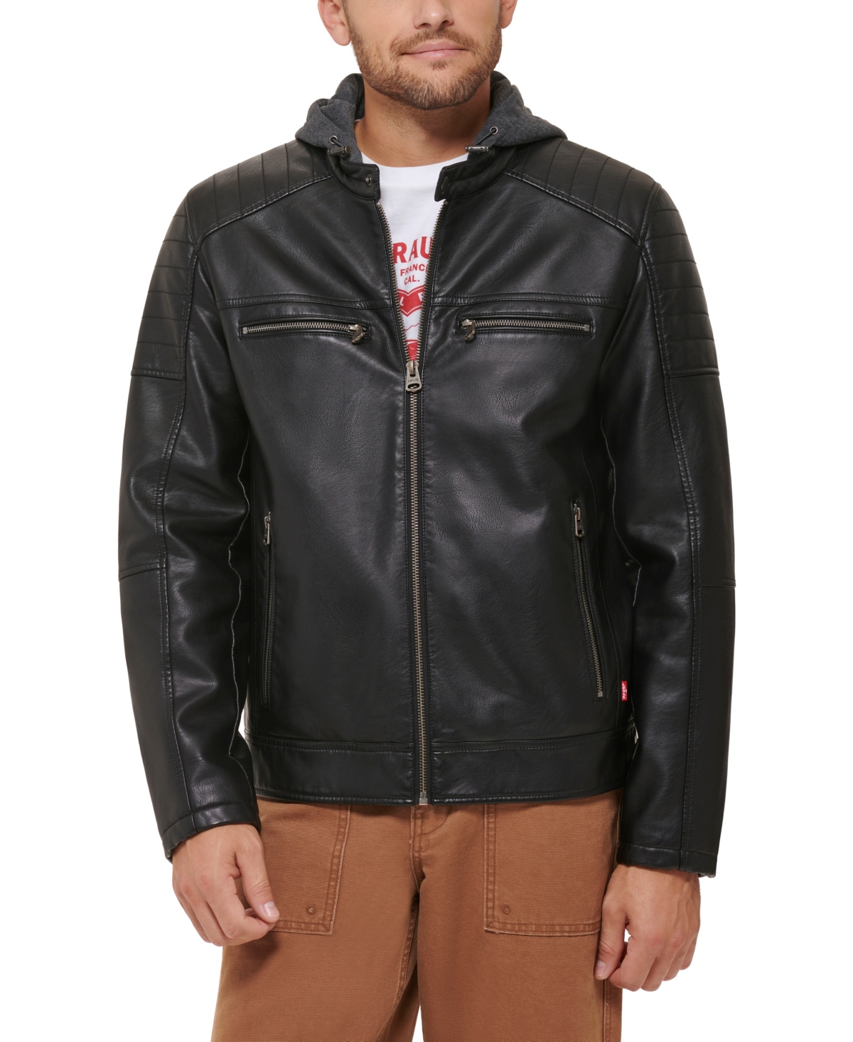 Click here for Levis Mens Jersey Hood Racer Jacket - Black prices