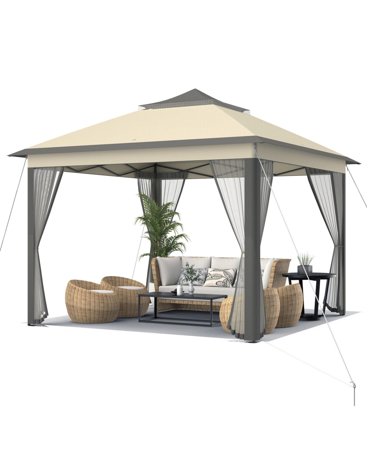 Click here for Gymax 11 x 11 ft Pop up Gazebo 2-Tier Patio Canopy... prices