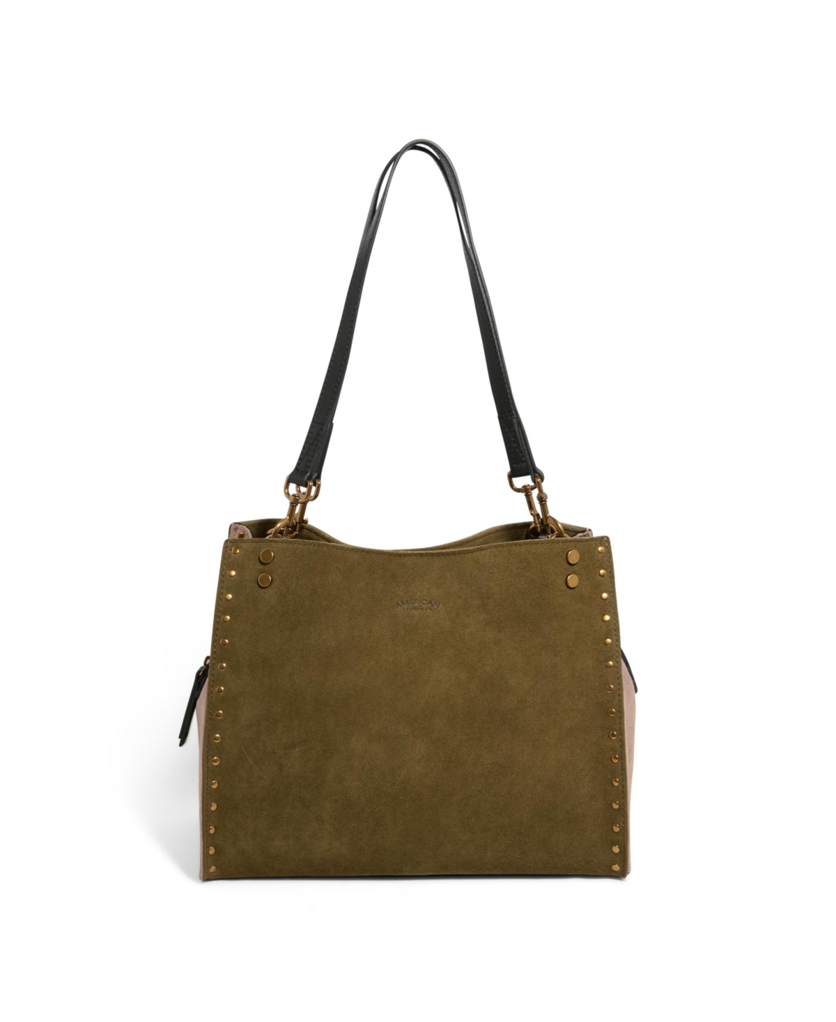 Click here for Lenox Studded Triple Entry Satchel - Kelp Colorblo... prices