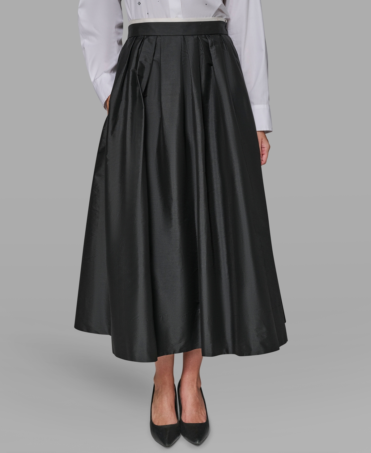 Karl Lagerfeld Paris Womens Bubble Midi Skirt - Black