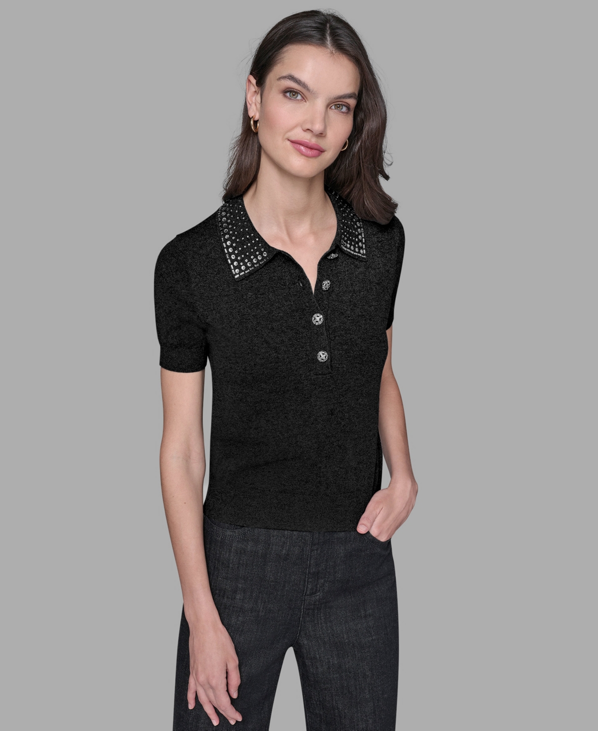 Click here for Karl Lagerfeld Paris Womens Embellished Collar Swe... prices