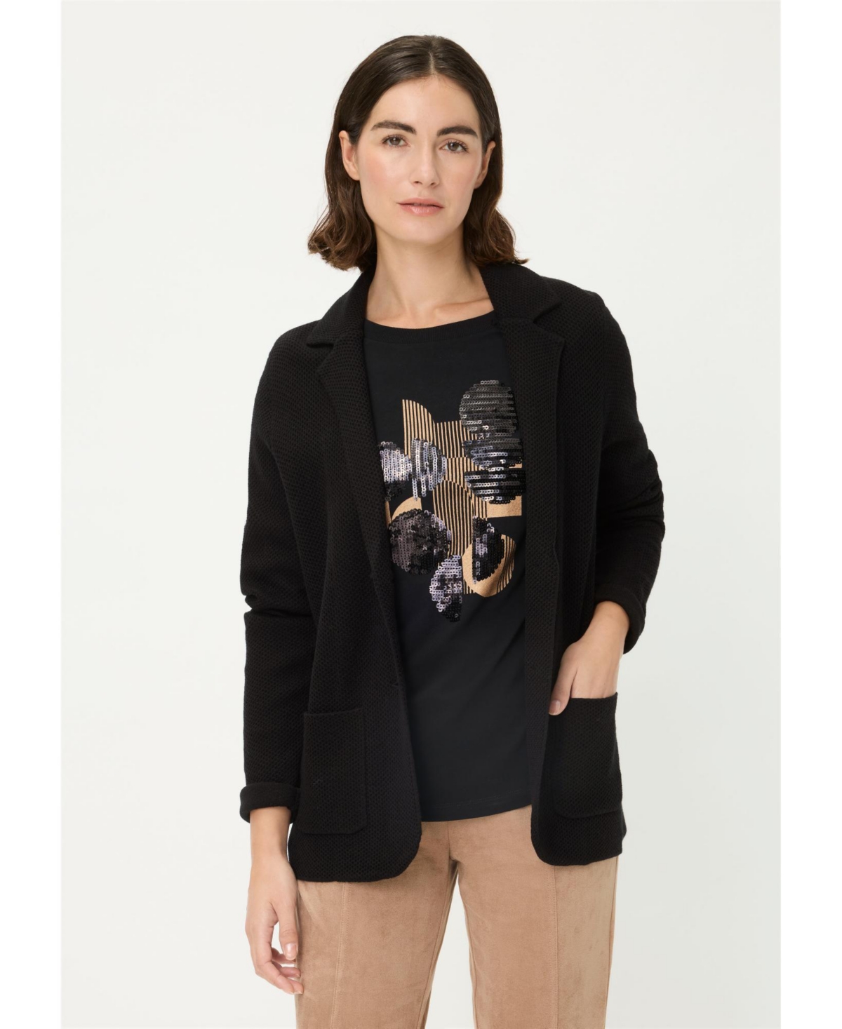 Click here for Olsen Womens Merino Wool Blend Blazer - Black prices