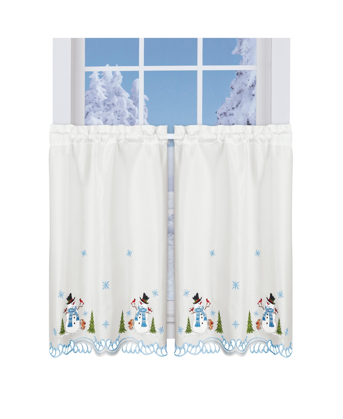 Click here for Beautiful Winter Snowman Embroidered Curtains - Wh... prices