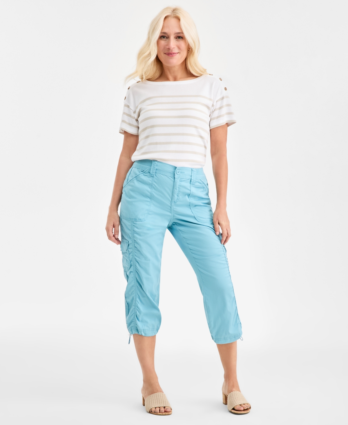 Click here for Style & Co Womens Mid-Rise Cargo Capri Pants  Excl... prices